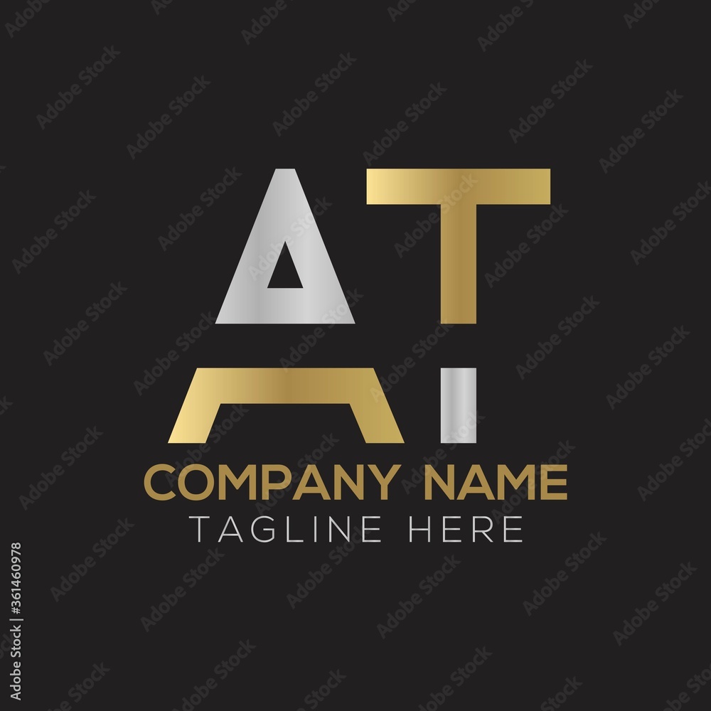 Initial AT Letter Logo Design Modern Business Typography Vector ...