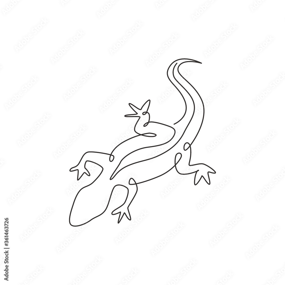 One single line drawing of adorable desert lizard reptile for company ...