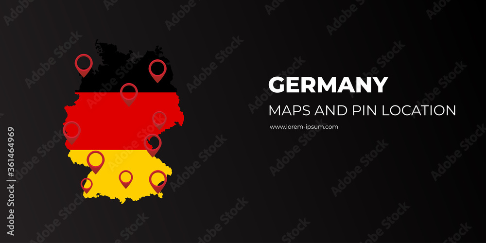 germany maps and pin location background and vector illustration banner ...