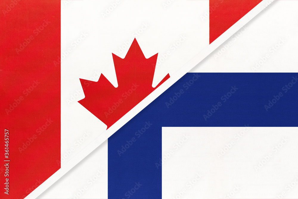 Canada and Finland, symbol of national flags from textile. Championship ...