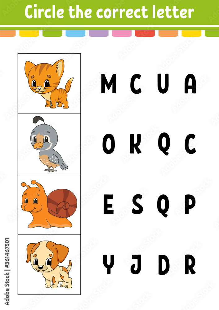 Circle the correct letter. Education developing worksheet. Learning ...