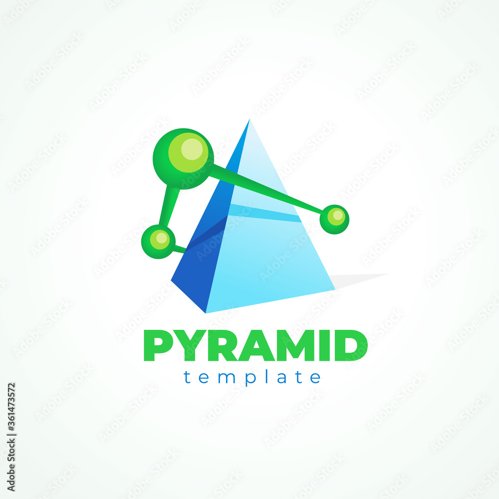 Pyramid logo and spheres link Stock Vector | Adobe Stock