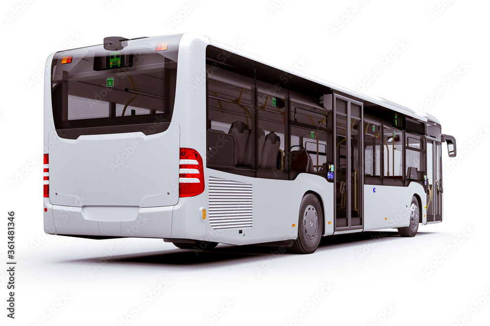 3d render of new city bus, on white background Stock Illustration ...