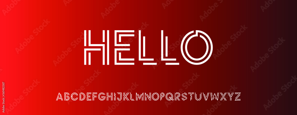 Double line monogram tech logo font collection. Minimal regular ...