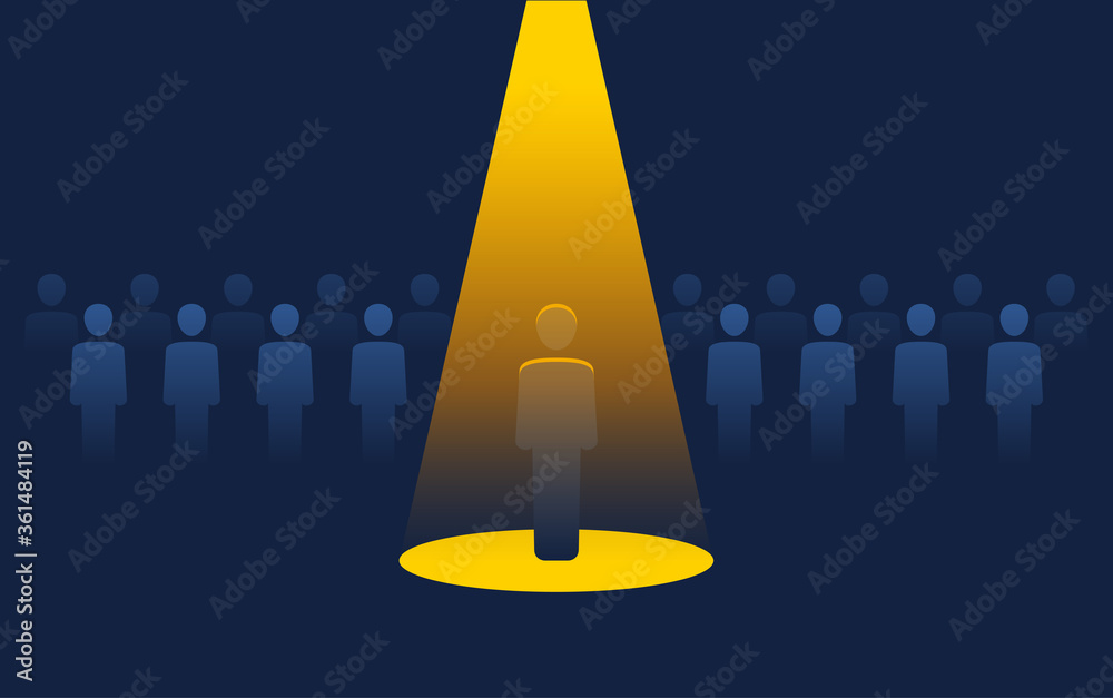Recruitment or leadership concept people row with spotlight selected ...