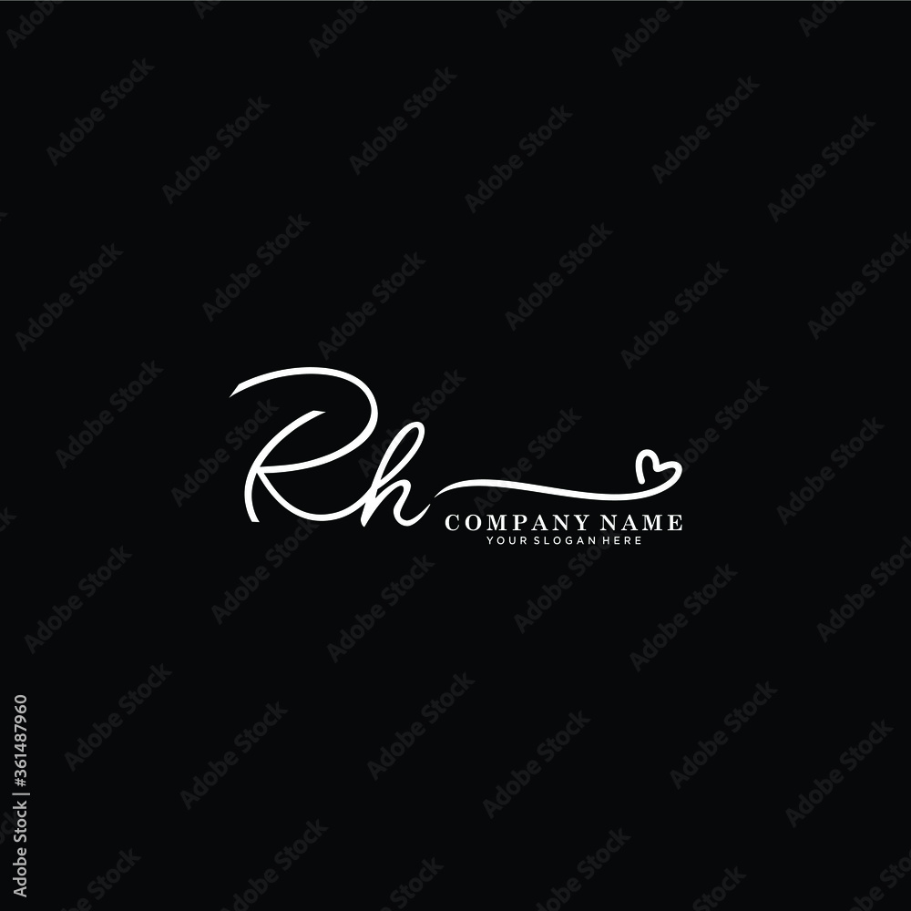 RH initials signature logo. Handwriting logo vector templates. Hand ...
