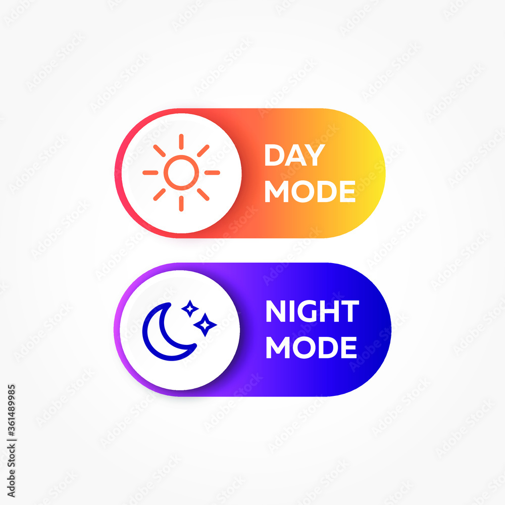 Vector illustration day and night mode switch set. Simple concept of ...