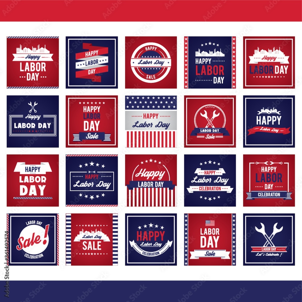 Collection of labor day designs Stock Vector | Adobe Stock