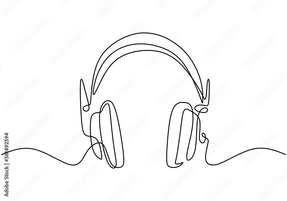 One line drawing of headphone speaker device gadget continuous lineart ...