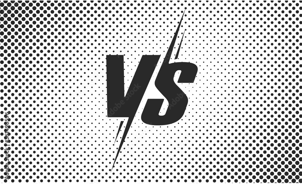Vs or versus vector black and white text poster for battle or fight ...