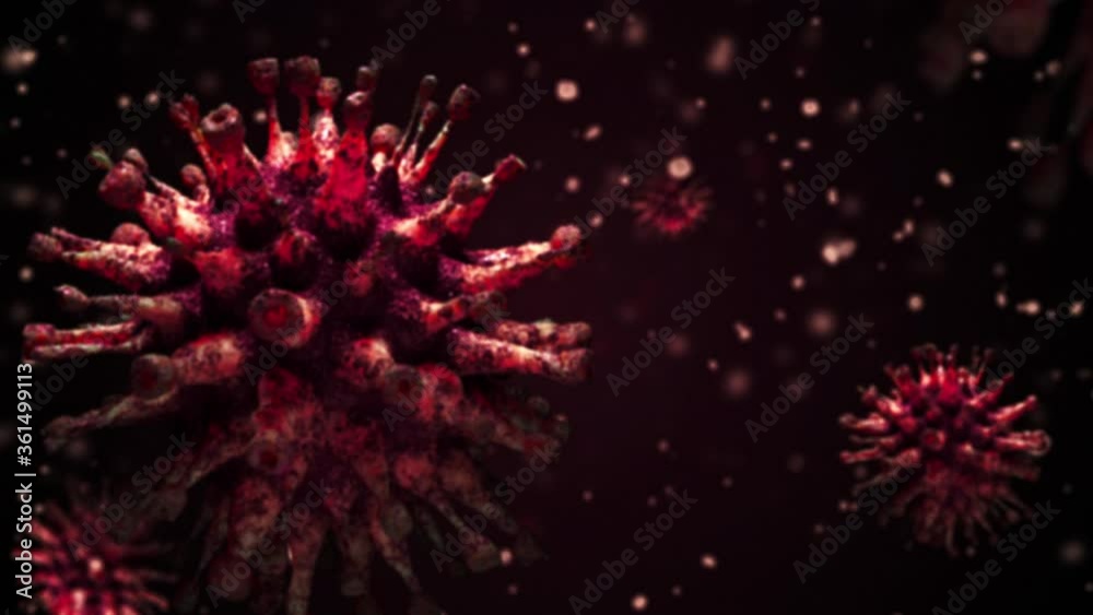 Coronavirus COVID-19 realistic 3D animation. Acute respiratory syndrome ...