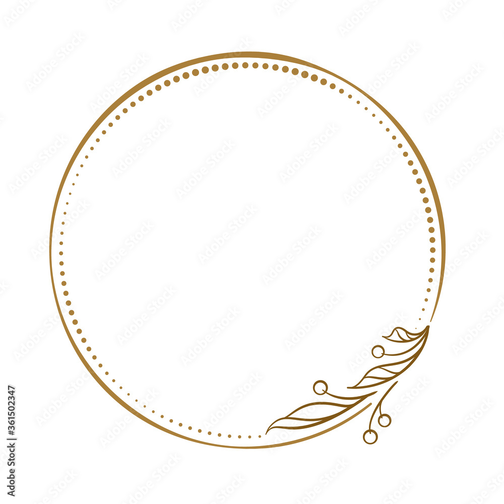 Vector round dotted frame with floral decoration Stock Vector | Adobe Stock