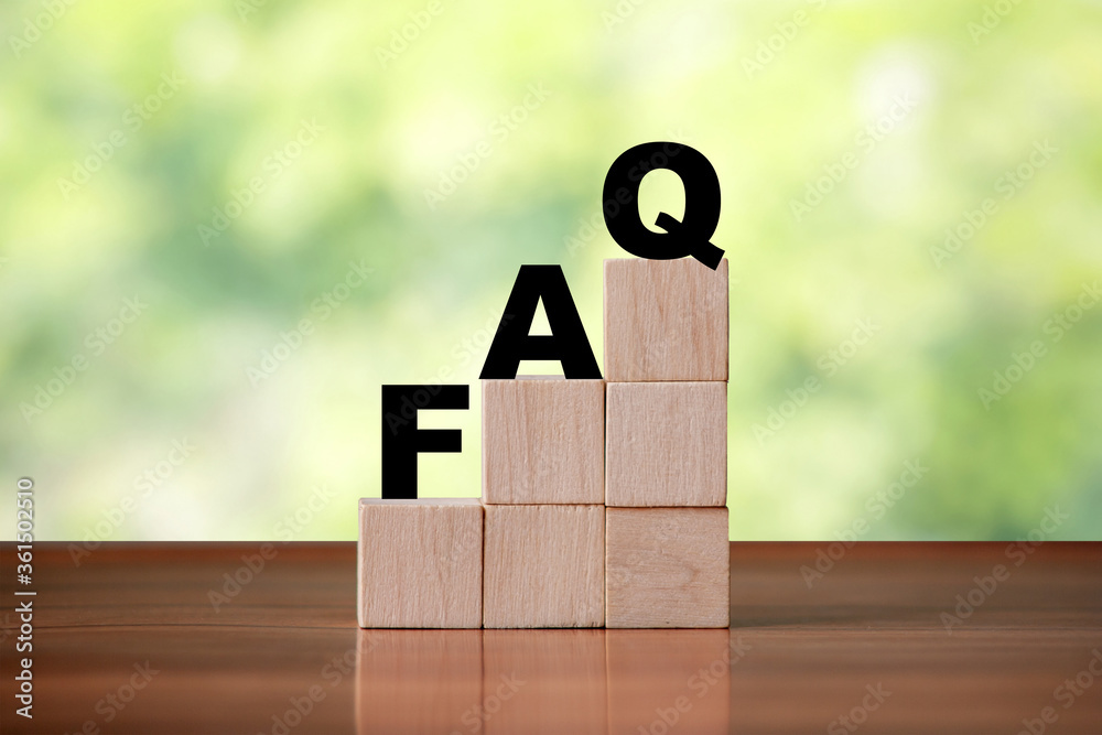 Wooden cube block shapes as step stairs with FAQ . Help concept ...