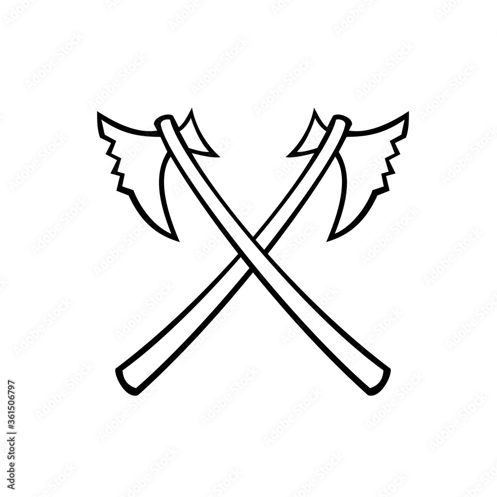 Crossed Medieval Executioner Headsman Battle Axe Retro Black and White ...
