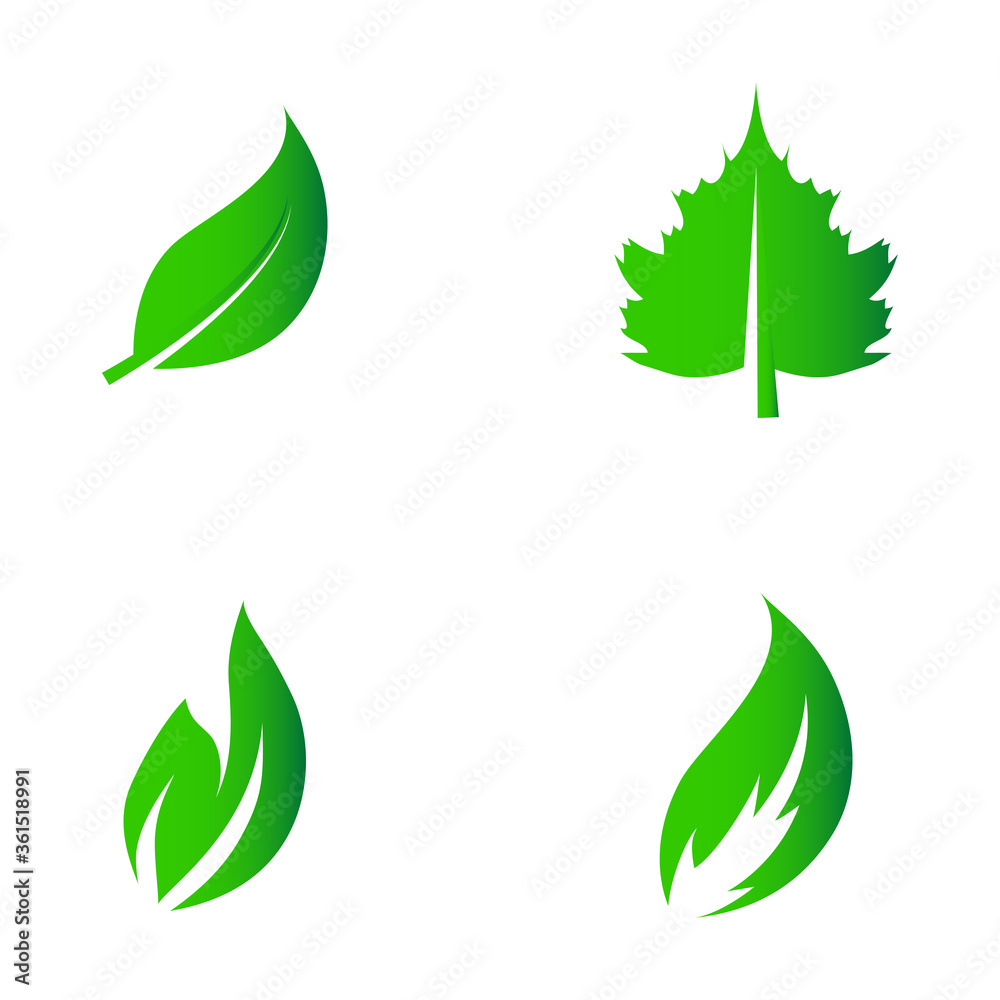 Abstract leaf icon set isolated on white background. Collection of leaf ...