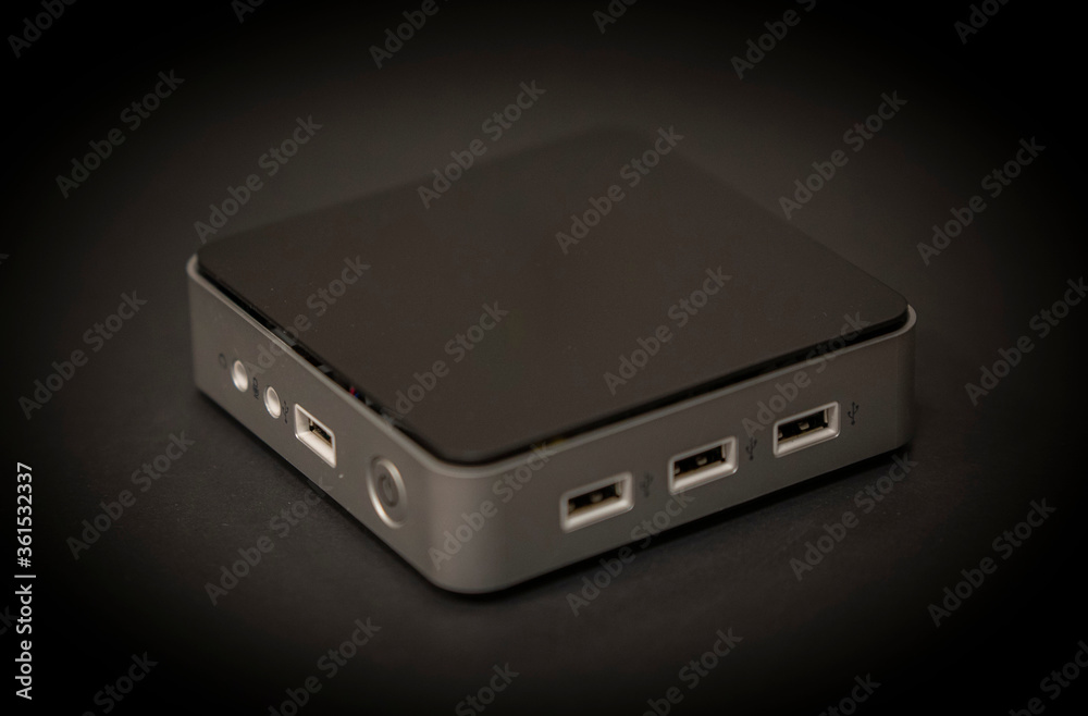 a mini PC with black background Stock Photo | Adobe Stock