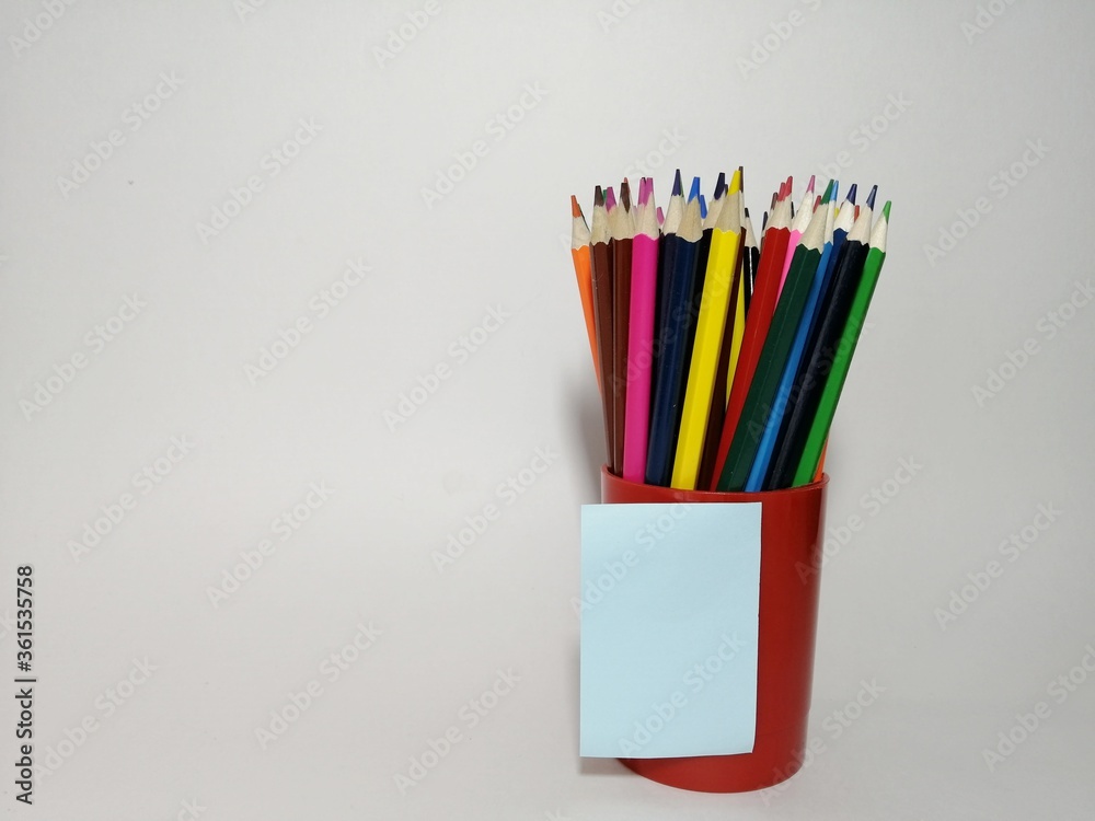 colored pencils in a box Stock Photo | Adobe Stock