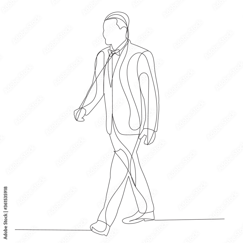 isolated, one line drawing of a man walking Stock Vector | Adobe Stock