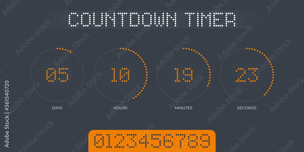 Vector Dots Design Circle Countdown Timer Display Time Counter With