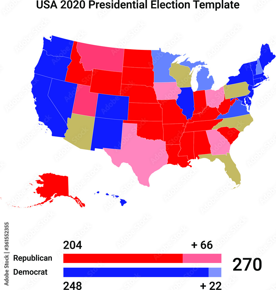 USA 2020 Presidential Election Template. Map and diagram Stock Vector ...
