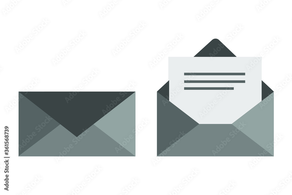 opened and close email Icon in trendy flat style isolated on white ...