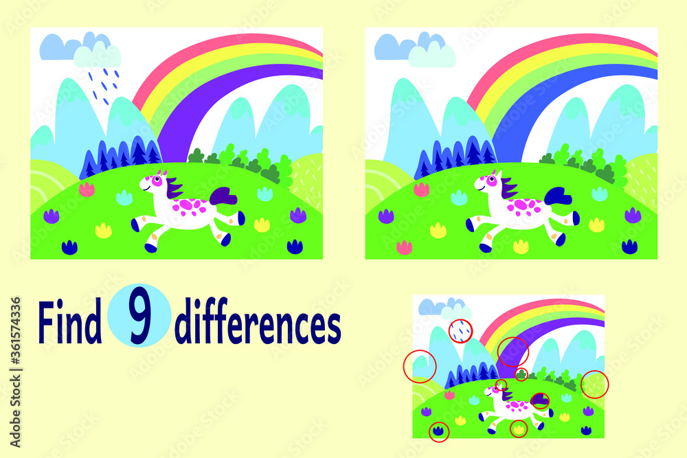 Find differences between two images. Educational game for children ...