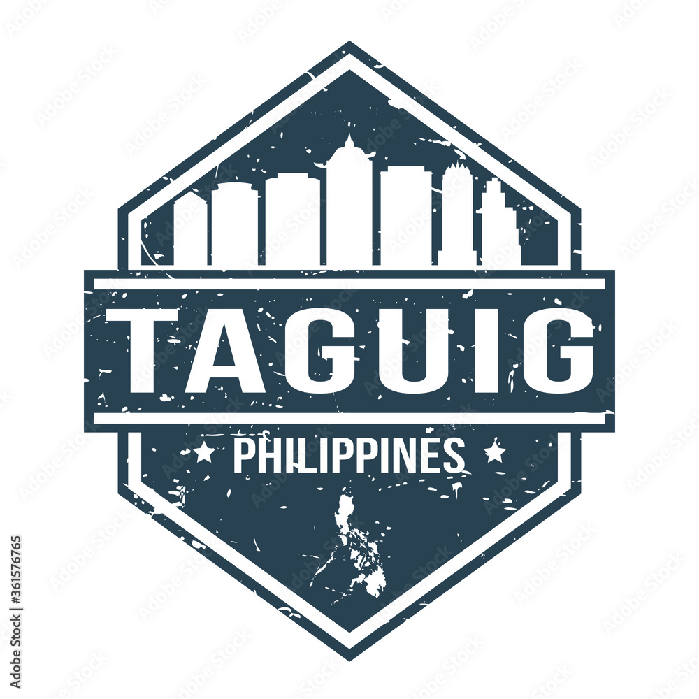 Taguig Philippines Travel Stamp Icon Skyline City Design Tourism. Stock ...