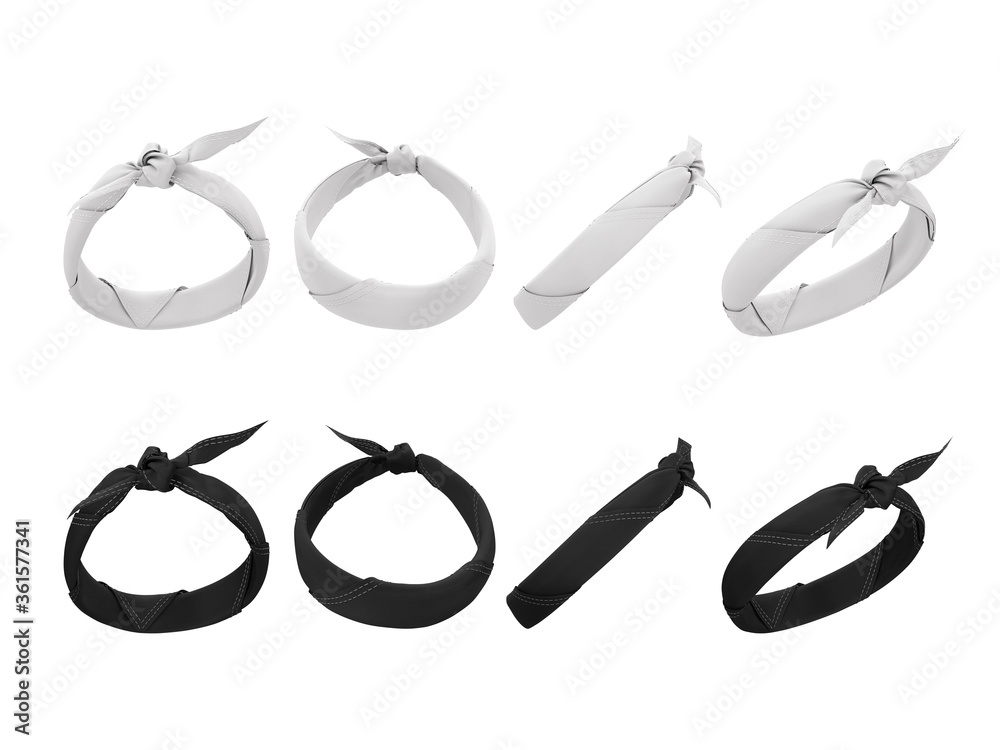 Women's headdress. Black and white bandana, headband with a knot on the ...