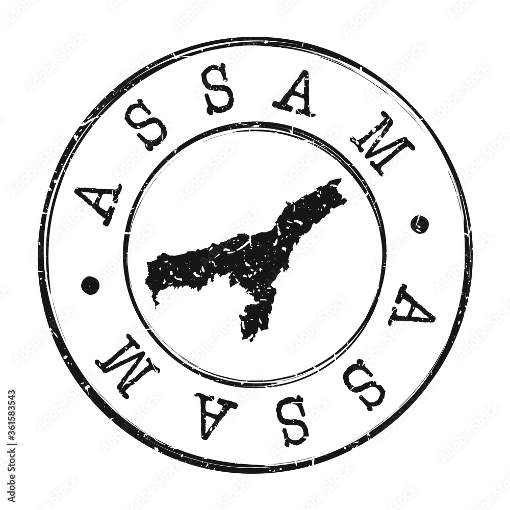 Assam India Map Postmark. Silhouette Postal Passport. Stamp Round ...