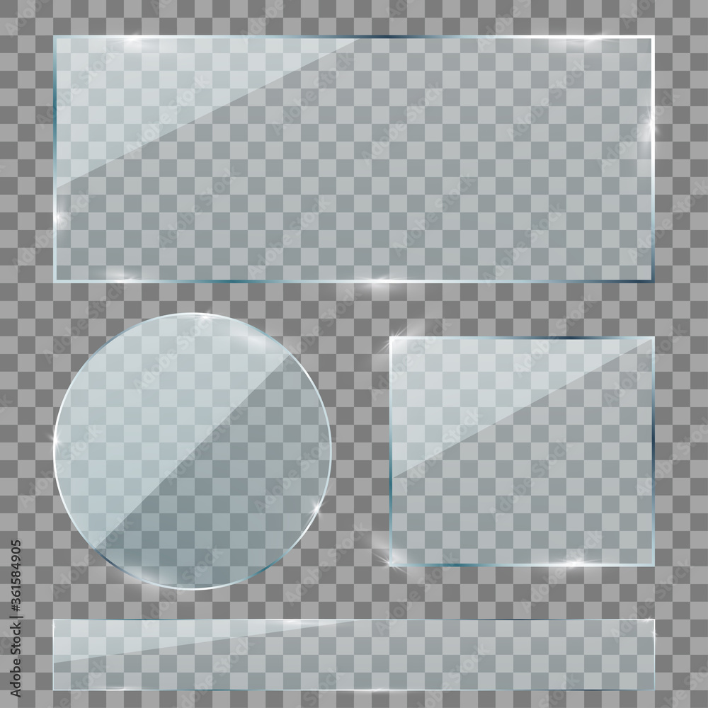 Glass on transparent background. Realistic transparent glass window ...