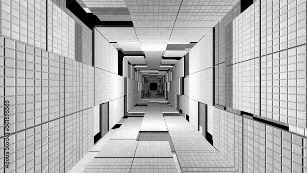 Futuristic tunnel of concrete texture, Long corridor with concrete ...