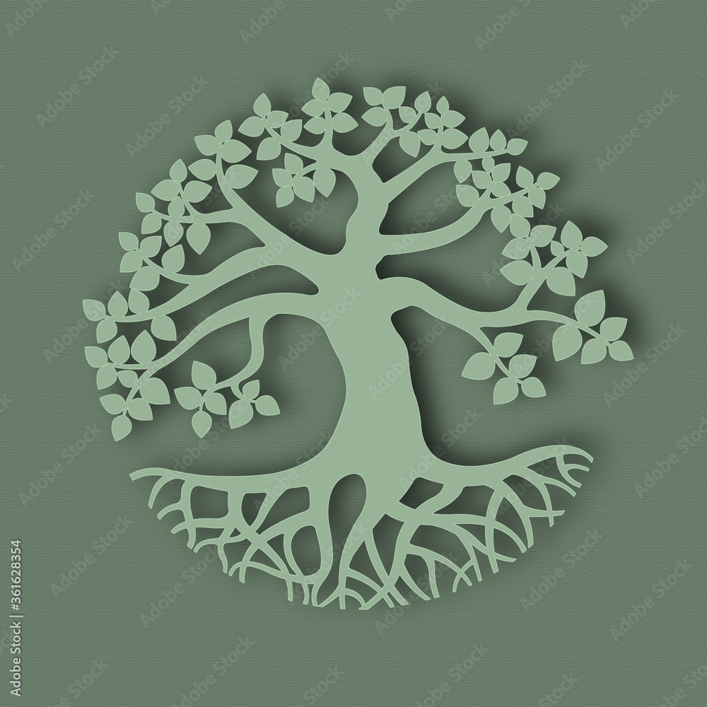 Tree Of Life Symbol On Structured Ornamental Background, Use Paper ...