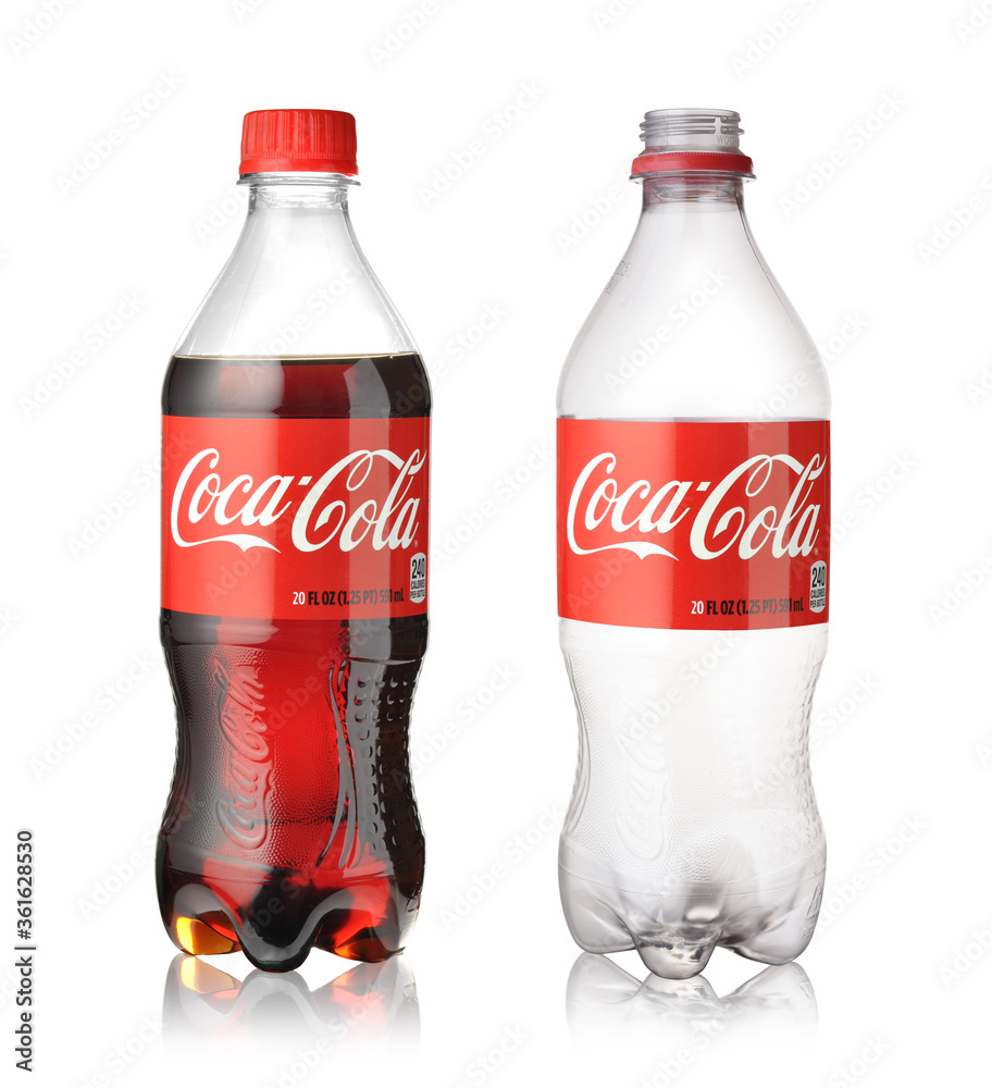 Empty and full Coca Cola bottles. isolated on white Stock Photo | Adobe ...