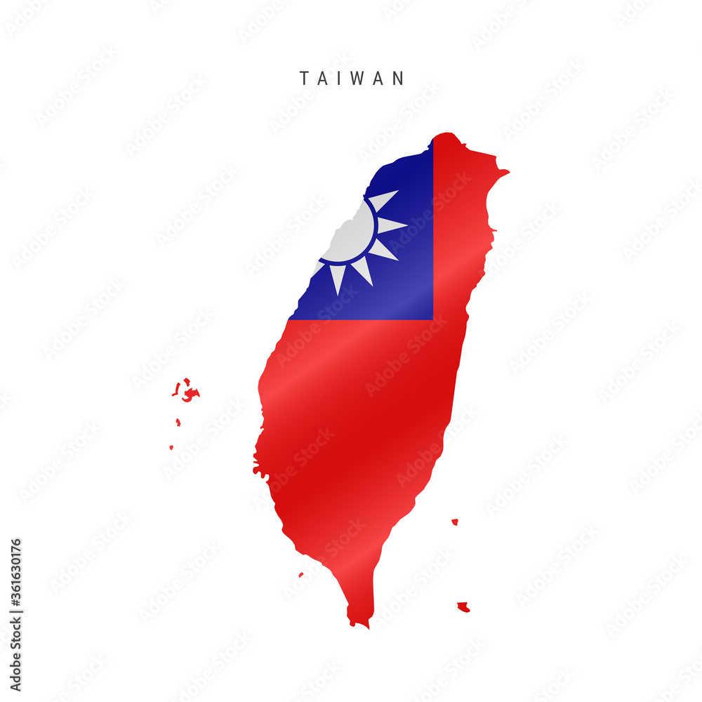 Waving flag map of Taiwan. Vector illustration Stock Vector | Adobe Stock