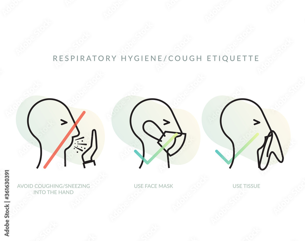 Novel Coronavirus - COVID-19 - Respiratory Hygiene Etiquette - Icon ...