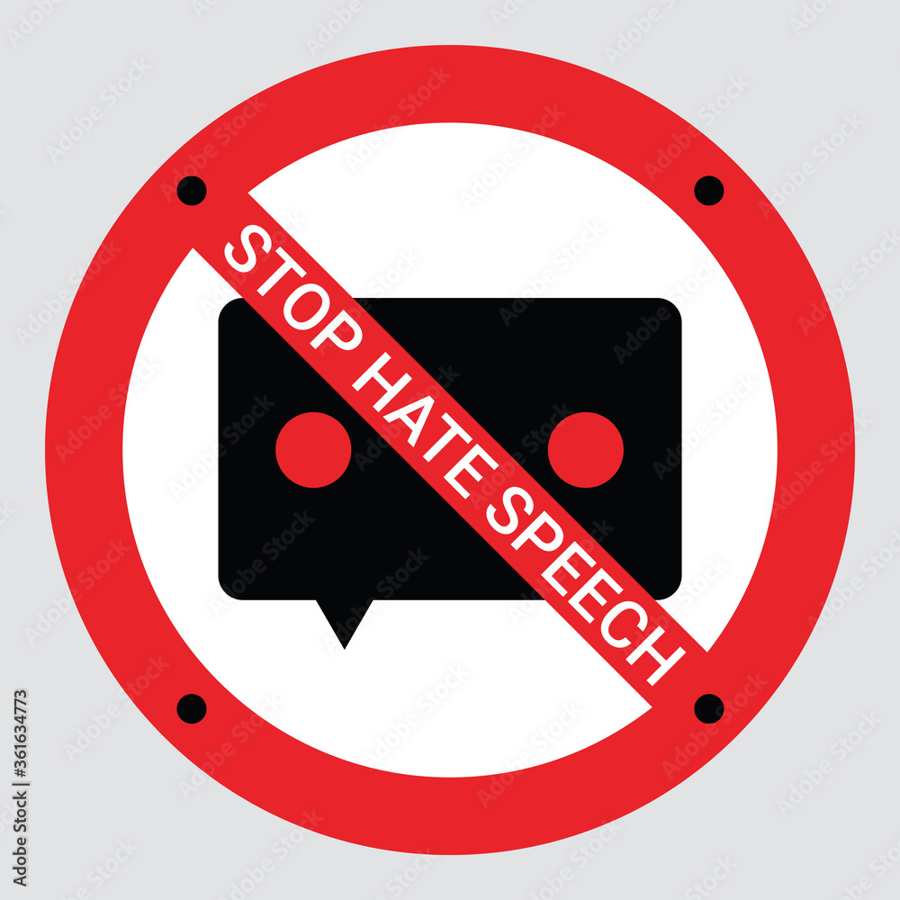 Prohibition sign of stop hate speech. Protest symbol. Isolated icon of ...
