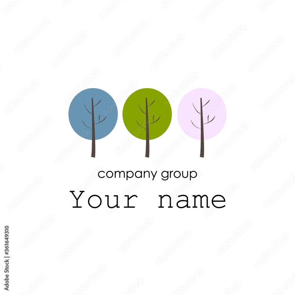 logo for a group of companies with trees. Three trees of different ...