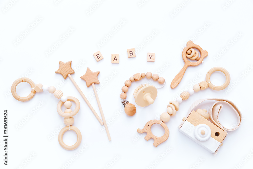 Set of baby stuff and accessories on white background. Baby shower ...
