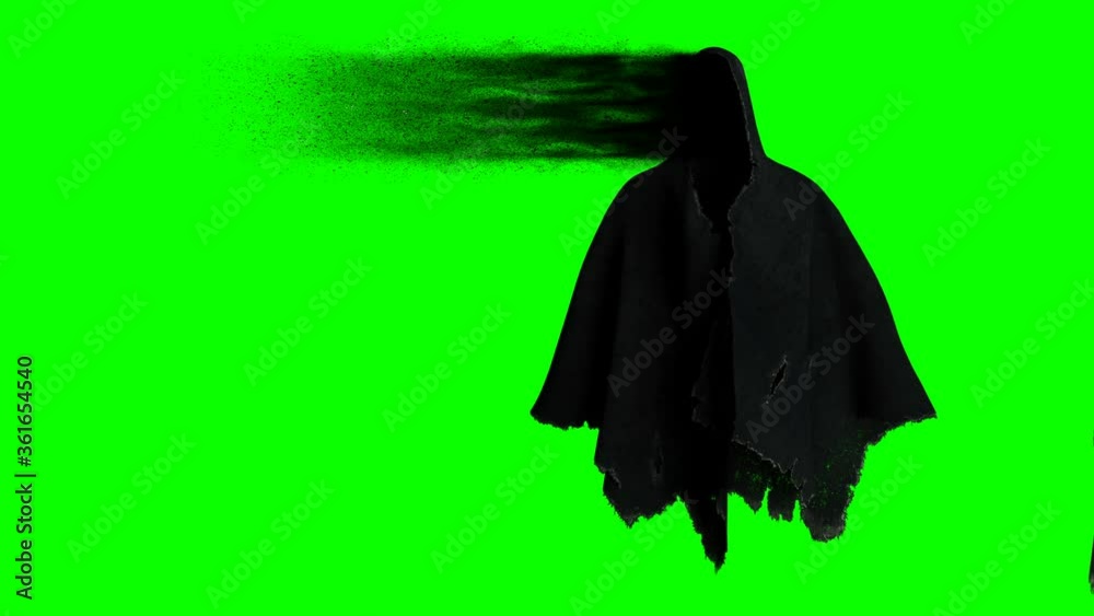 Scary, fear ghost with dark particles. Realistic green screen 4k ...