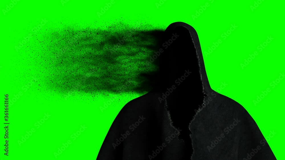 Scary, fear ghost with dark particles. Realistic green screen 4k ...