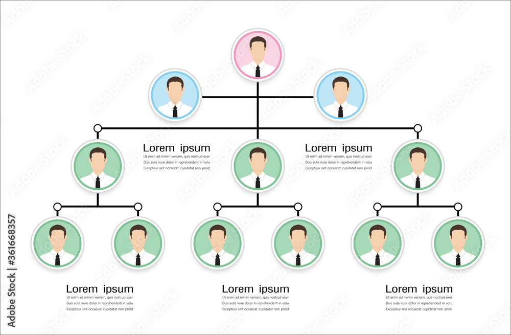 Organization Chart Infographics with People Icon and Abstract Line ...