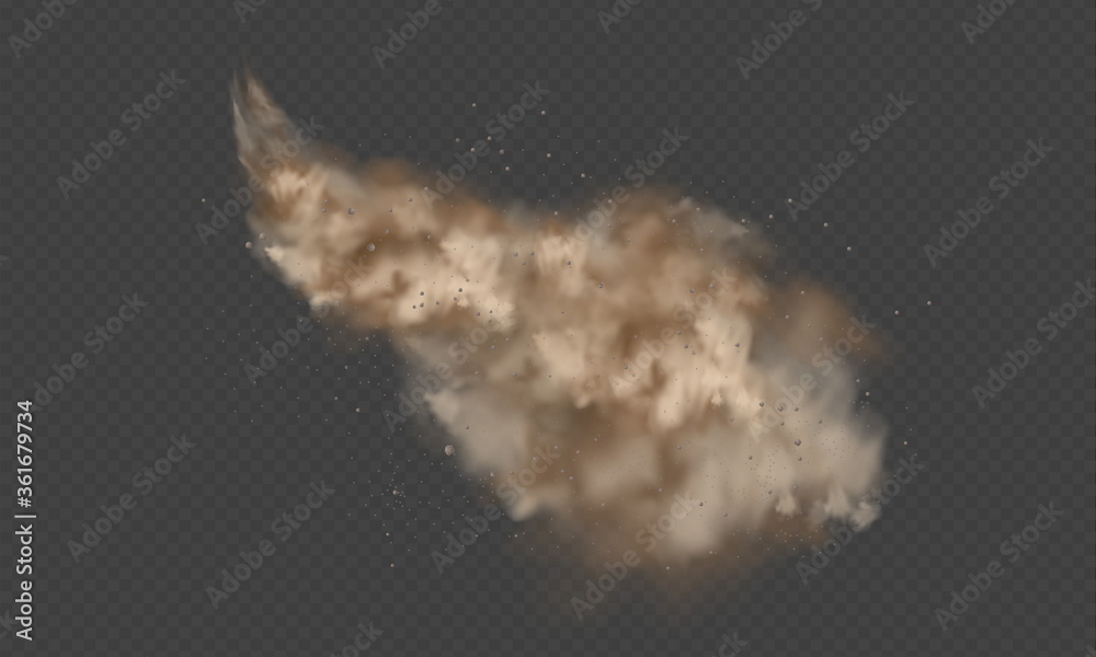 Dust explosion, sandstorm, powder burs on transparent background ...