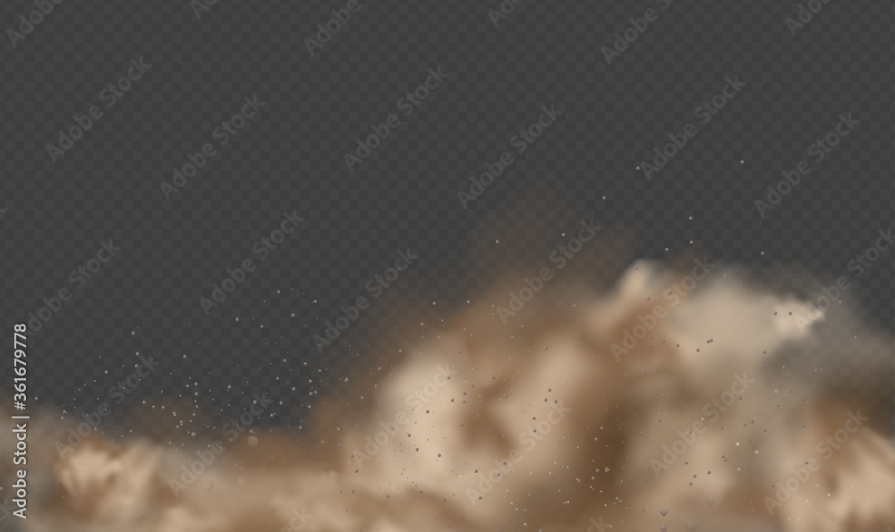 Dust explosion, sandstorm, powder burs on transparent background ...