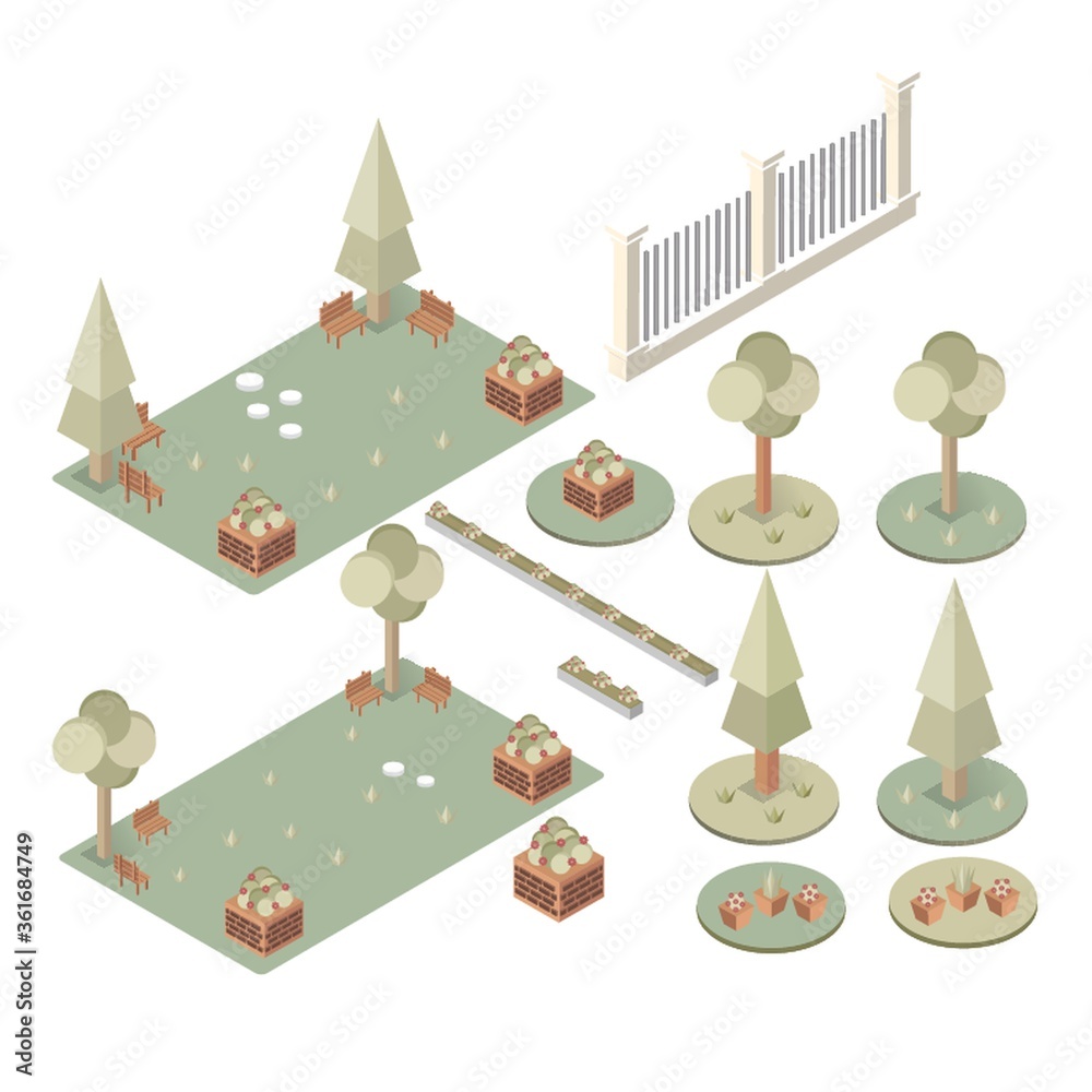 Isometric park Stock Vector | Adobe Stock