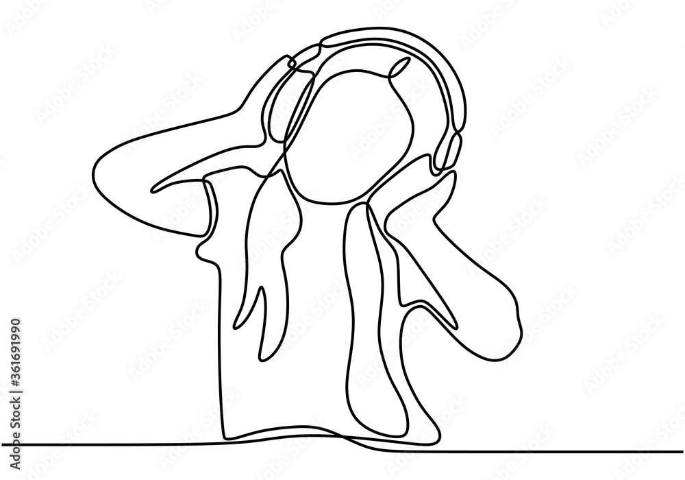 Woman Listening To Music Drawing