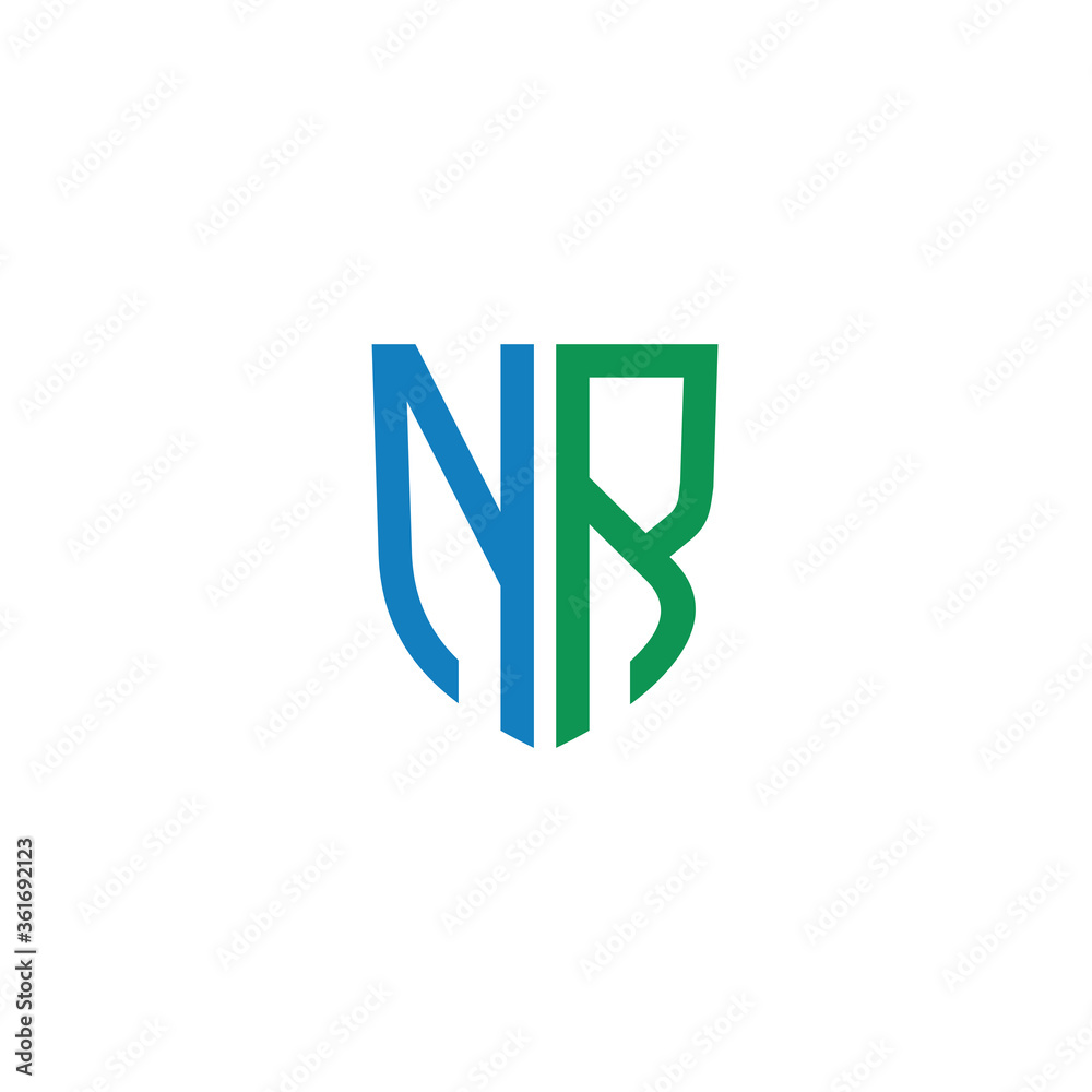 initial letter N and R, NR, RN logo, monogram line art style design ...