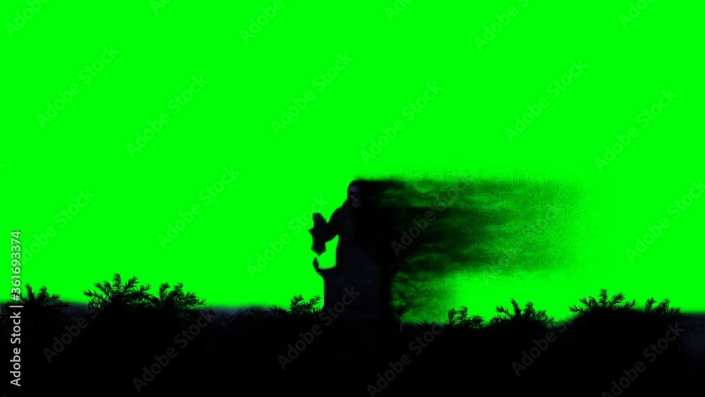 Scary, fear ghost with dark particles. Realistic green screen 4k ...