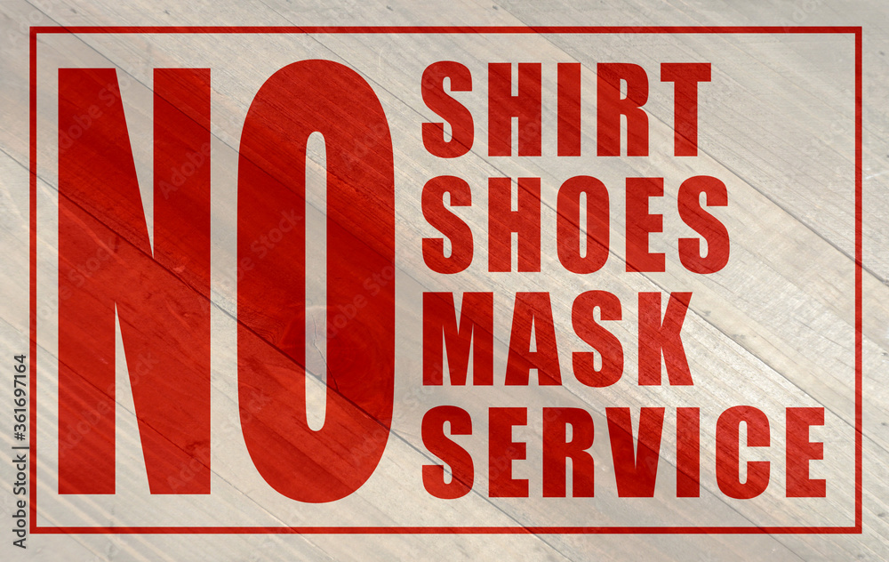 No mask no service sign on wood grain texture Stock Illustration ...