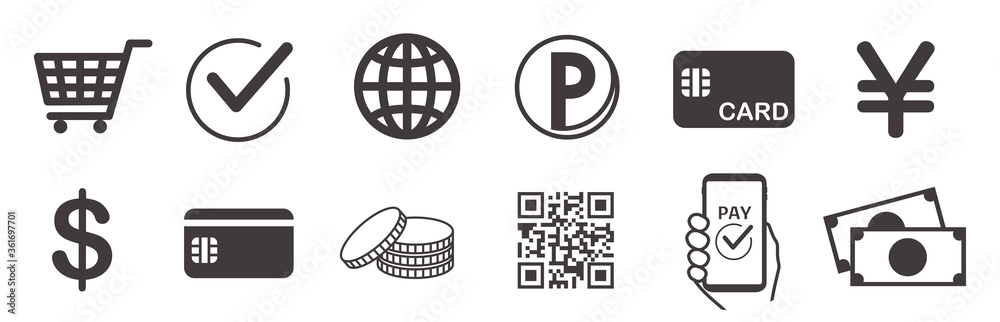 cashless and money vector icons set Stock-Vektorgrafik | Adobe Stock