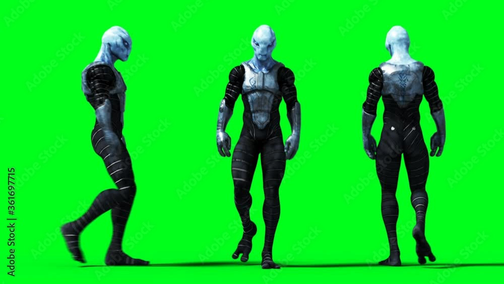 Military alien animation. Phisical, motion blur. Realistic 4k green ...